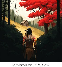 Back Side Native American Warrior Peering AI-generated image 2575165325 ...