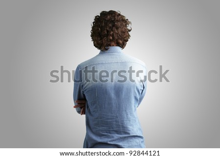 Back Side View Man Against Grey Stock Photo (Edit Now) 92844121 ...