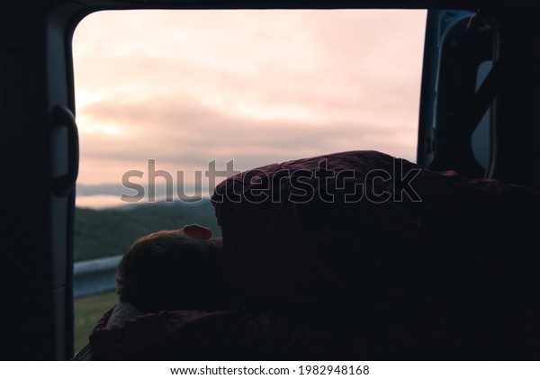 Back View Boy Laying Sleeping Bag Stock Photo 1982948168 | Shutterstock