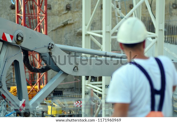 Back View Construction Worker Walking Into Stock Photo 1171960969 ...