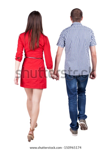 Back View Going Couple Walking Friendly Stock Photo (Edit Now) 150965174