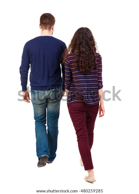 Back View Going Couple Walking Friendly Stock Photo (Edit Now) 480259285