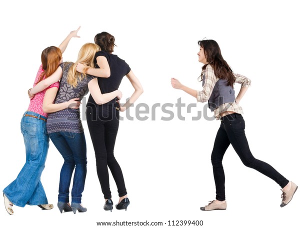 Back View Group Pointing Young Women Stock Photo 112399400 | Shutterstock