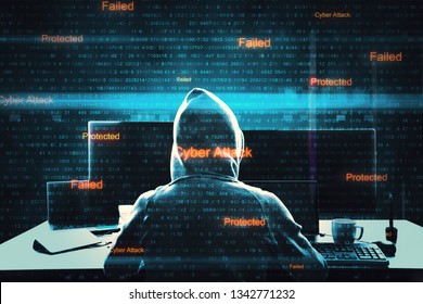 Back View Hacker Desktop Using Computers Stock Photo 1342771232 | Shutterstock