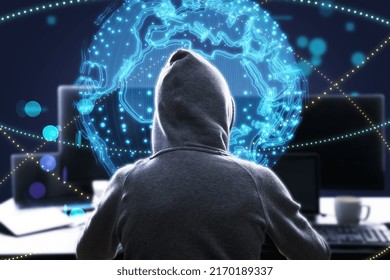 Back View Hacker Desktop Using Laptop Stock Photo 2170189337 | Shutterstock