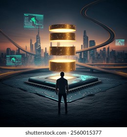 Back View Man Facing Processor On AI-generated image 2560015611 ...