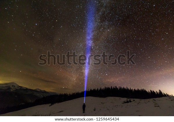Back View Man Head Flashlight Standing Stock Photo 1259645434 ...