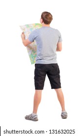 Back View Man Looking Map Travelers Stock Photo 131632025 | Shutterstock