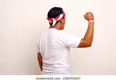 Back View Man Standing While Clenching Stock Photo 2181953247 ...