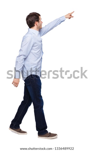 Back View Man Walking Pointing Hand Stock Photo 1336489922 | Shutterstock