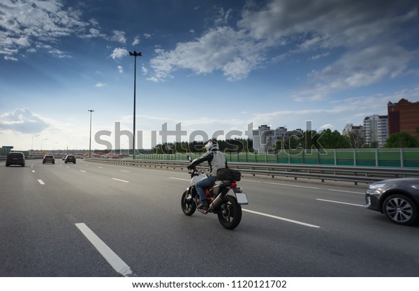 Back View Motorcycle Driver Driving Beautiful Stock Photo 1120121702 ...