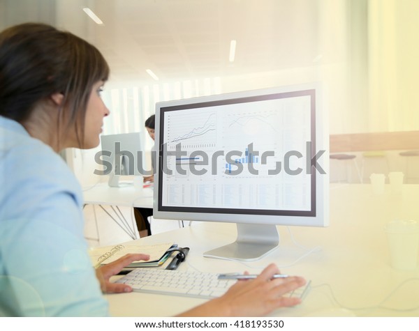 Back View Office Worker Front Desktop Stock Photo 418193530 | Shutterstock