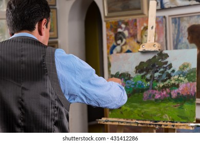 Back View Painter Working On Canvas 스톡 사진 431412286 | Shutterstock