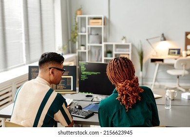 Back View Portrait Two Developers Using Stock Photo 2156623945 ...