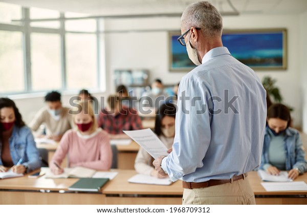 Back View Professor Protective Face Masks Stock Photo 1968709312 ...