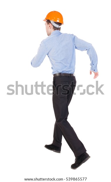 Back View Running Engineer Helmet Walking Stock Photo (Edit Now) 539865577