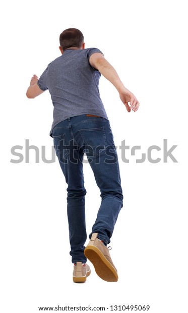 back view of running man. backside view of person. Rear view people ...