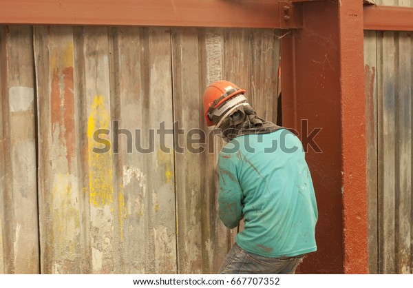 Back View Skilled Worker Safety Helmet Stock Photo 667707352 | Shutterstock