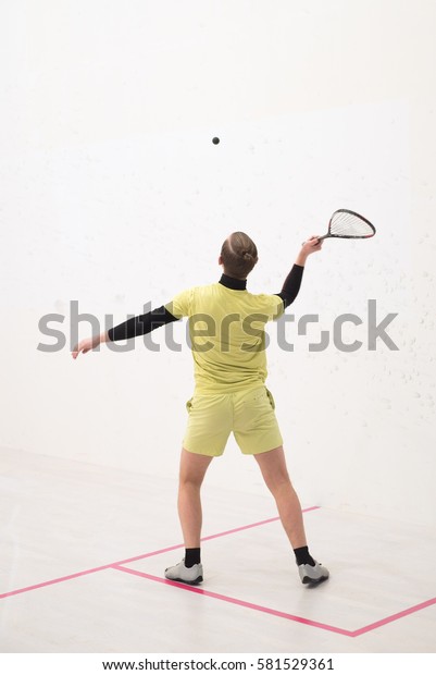 Back View Squash Player Hitting Ball Stock Photo 581529361 | Shutterstock