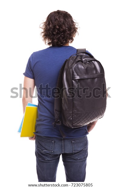 Back View Student Backpack Notebooks Isolated Stock Photo 723075805 ...