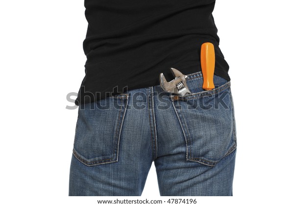 Back View Worker Man Tools Isolated Stock Photo 47874196 | Shutterstock