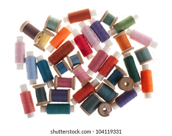 Background Bobbins Thread Isolated On White Stock Photo 104119331 ...