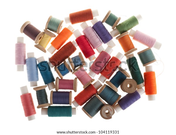 Background Bobbins Thread Isolated On White Stock Photo 104119331 ...