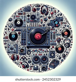 Background Diferents Djs Elements Circle Shape AI-generated image ...