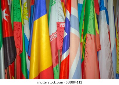National Flags Several Countries International Cooperation Stock Photo ...