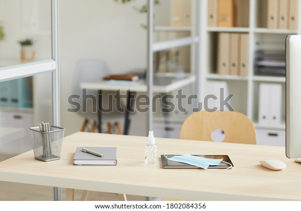 Background Image Empty Workplace Desk Face Stock Photo 1802084356 ...