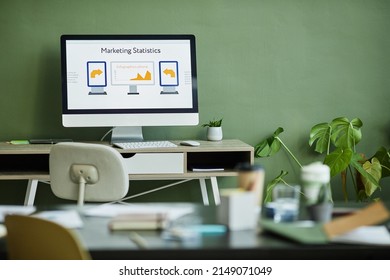 Background Image Office Workplace Computer Screen Stock Photo ...