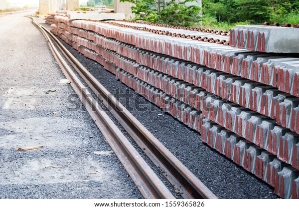 Background Texture Piled Concrete Sleeper Train Stock Photo 1559365826 ...