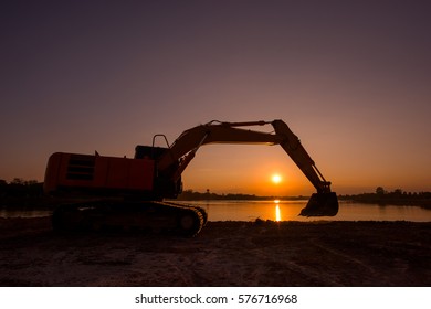 Backhoe Digging Earthmoving Work Construction Site Stock Photo ...