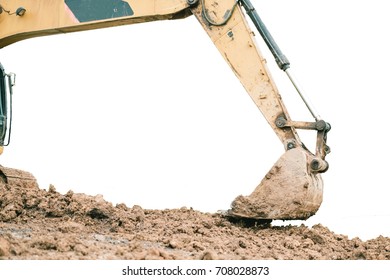 Backhoe Digging Pit Groundcloseup Construction Site Stock Photo ...