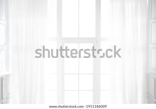 Backlit Window White Curtains Empty Room Stock Photo 1951186009 ...