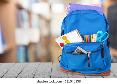 Backpack On Table Stock Photo 611045138 | Shutterstock