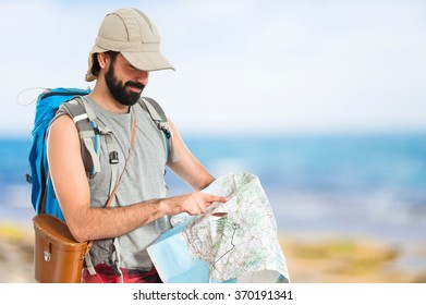 Backpacker Map Over White Background Stock Photo 370191341 | Shutterstock
