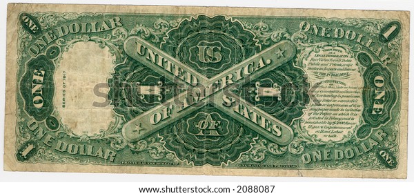 Backside Us One Dollar Bill Vintage Stock Photo (Edit Now) 2088087