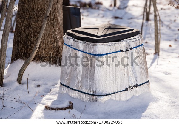 Backyard Compost Bin Winter Insulation Snow Stock Photo 1708229053 ...