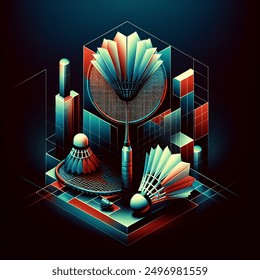Badminton Elements Prism Effect On Dark AI-generated image 2496980073 ...