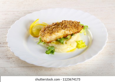Baked Cod Fish Mashed Potato Stock Photo (Edit Now) 1184118103