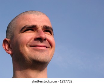 Bald Head Man Smiling Against Sun Stock Photo 1237782 | Shutterstock