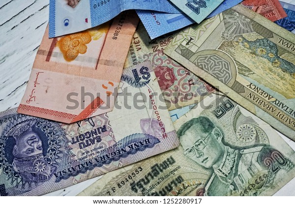 Banknotes Different Countries Background Top View Stock Photo ...