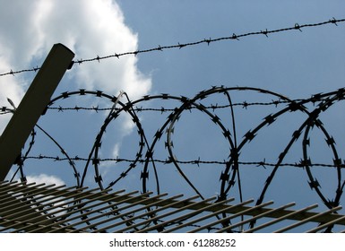 Image Broken Barb Wire Fence Over Stock Photo (Edit Now) 1448882324 ...