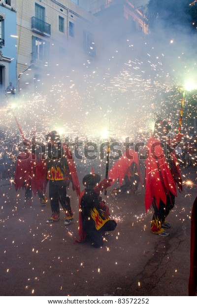 Barcelona August 21 Fire Devils Children Stock Photo 83572252 ...