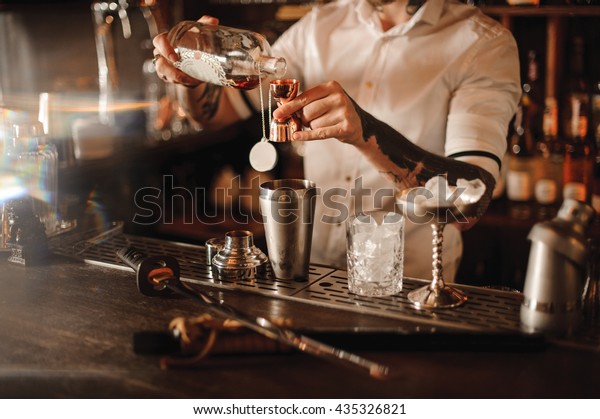 Bartender Adding Ingredient Shaker Bar Counter Stock Photo (Edit Now ...