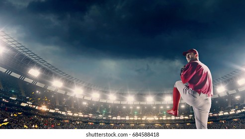 Male Baseball Player Performs Dramatic Play Stock Photo 684586684 ...