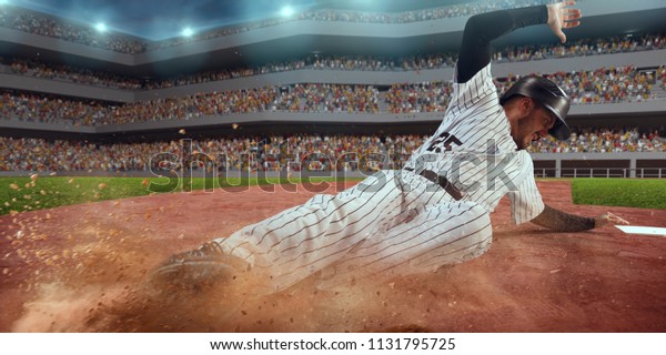 Baseball Runner Slide Second Base On Stock Photo 1131795725 | Shutterstock