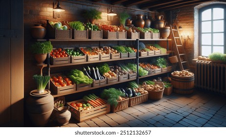 Bright Cellar Storing Vegetables AI-generated image 2512138385 ...