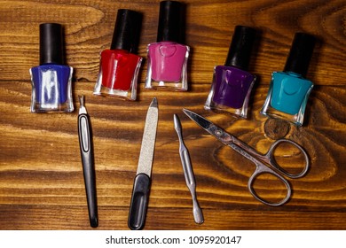 Basic Set Manicure Tools On Wooden Stock Photo 1095920147 | Shutterstock